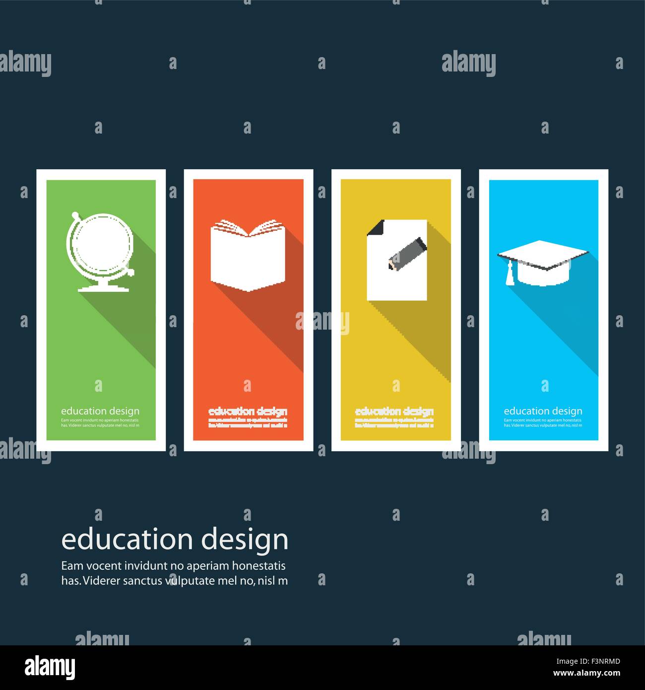 Four colored icons depicting items for education Stock Vector Image ...