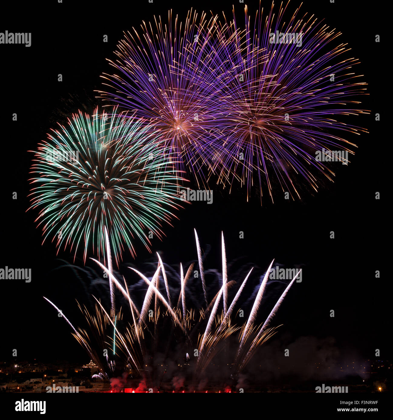 Blue fireworks.Fireworks explosion. Fireworks. Colorful violet ...