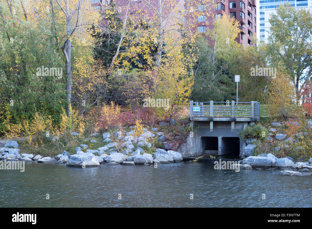 Stormwater outfall, the exit point from the Calgary's storm drainage ...