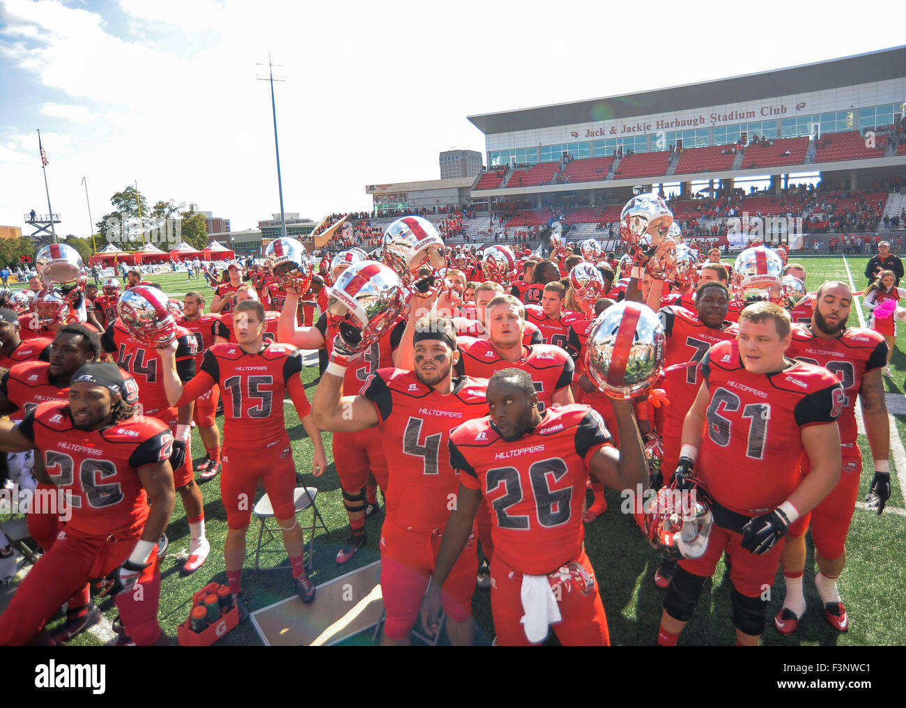 October 10, 2015 The entire WKU teams comes over to the student section ...