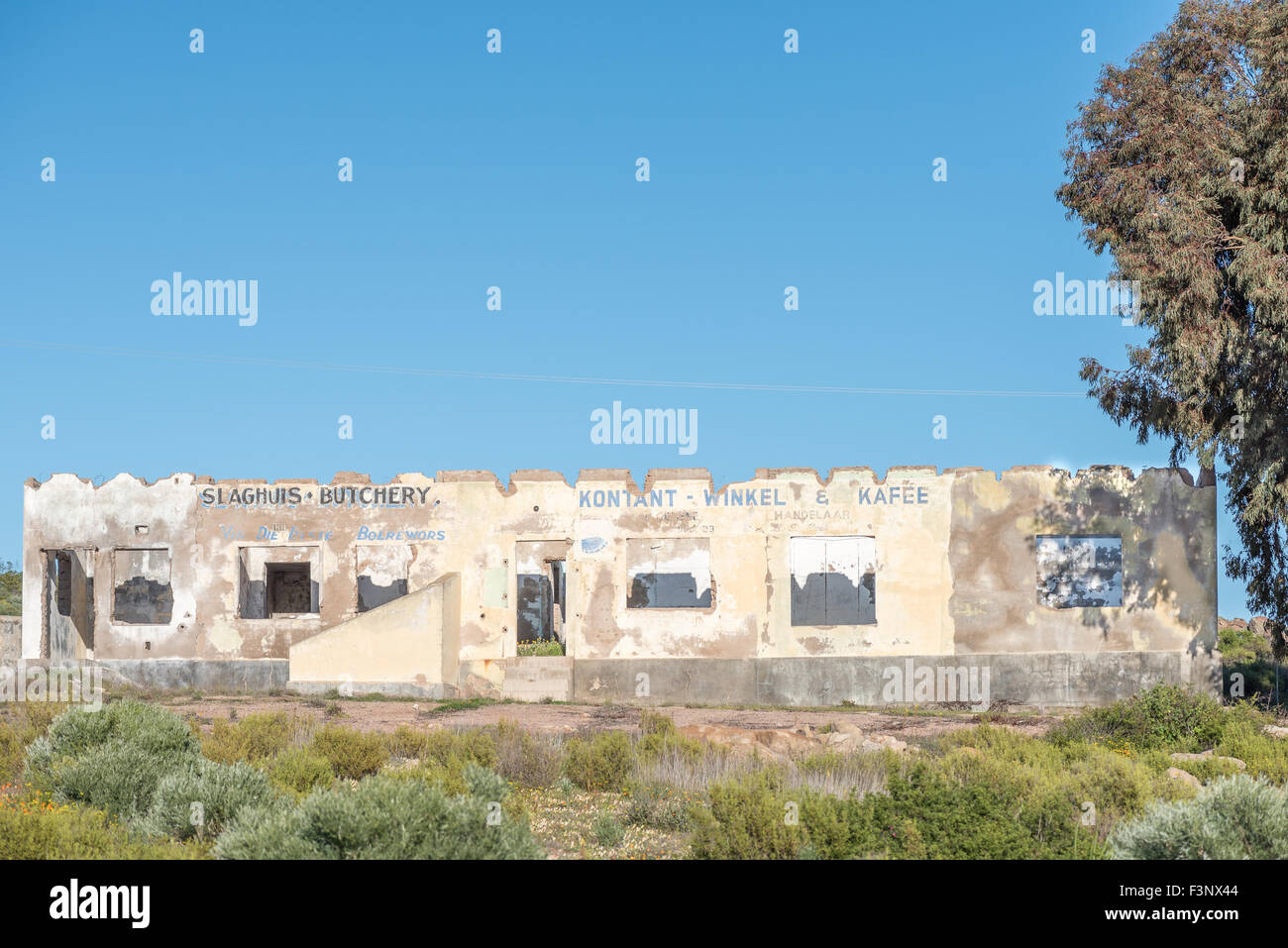 KHARKAMS, SOUTH AFRICA - AUGUST 20, 2015: The ruin of a butchery and ...