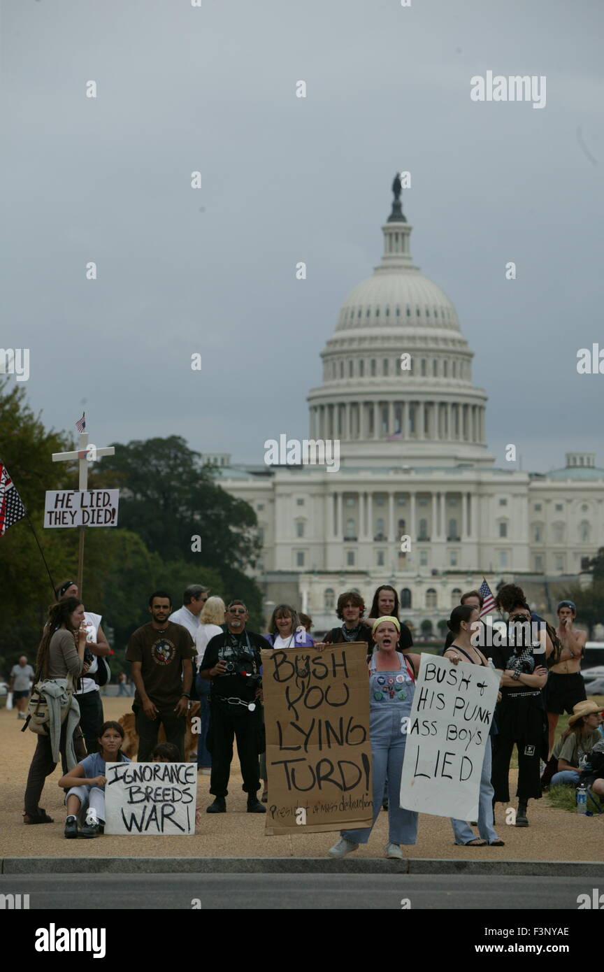 anti war protesters gather in Washington D.C. to protest George Bush ...