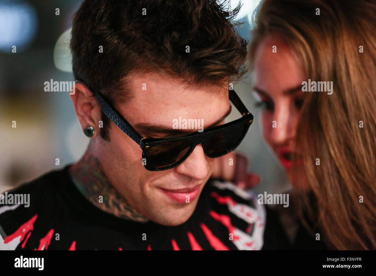 Turin, Italy. 10th Oct, 2015. The Italian rapper Fedez has met hundreds ...