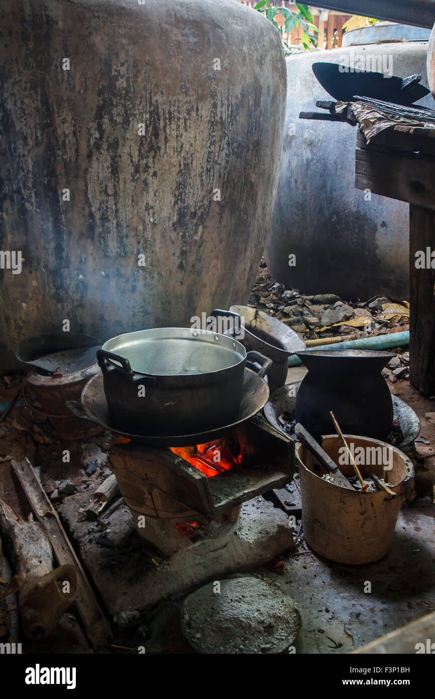 Kitchen in rural Thailand Stock Photo - Alamy
