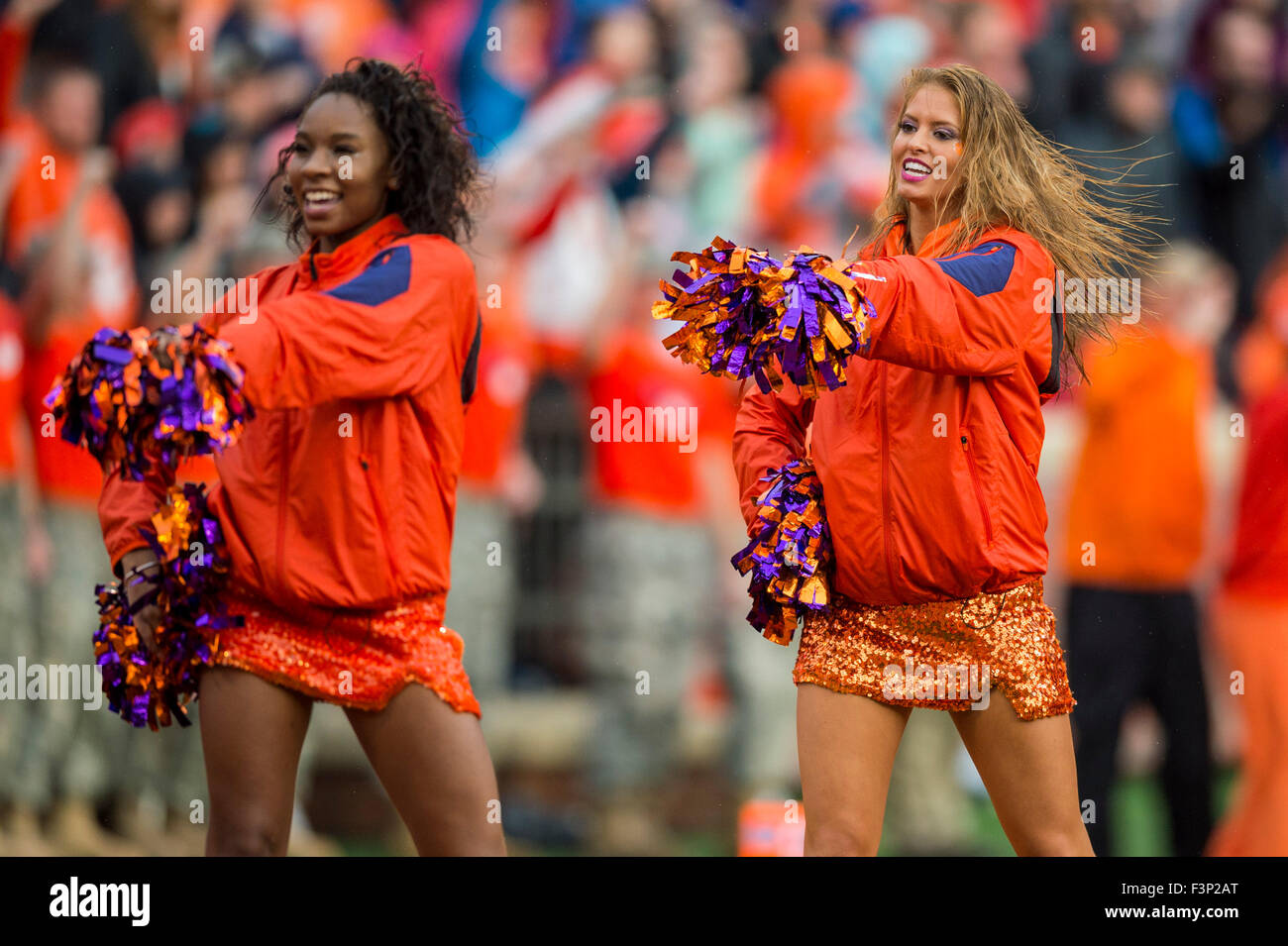 Clemson cheerleaders during the NCAA college football game between Georgia Tech and Clemson on ...
