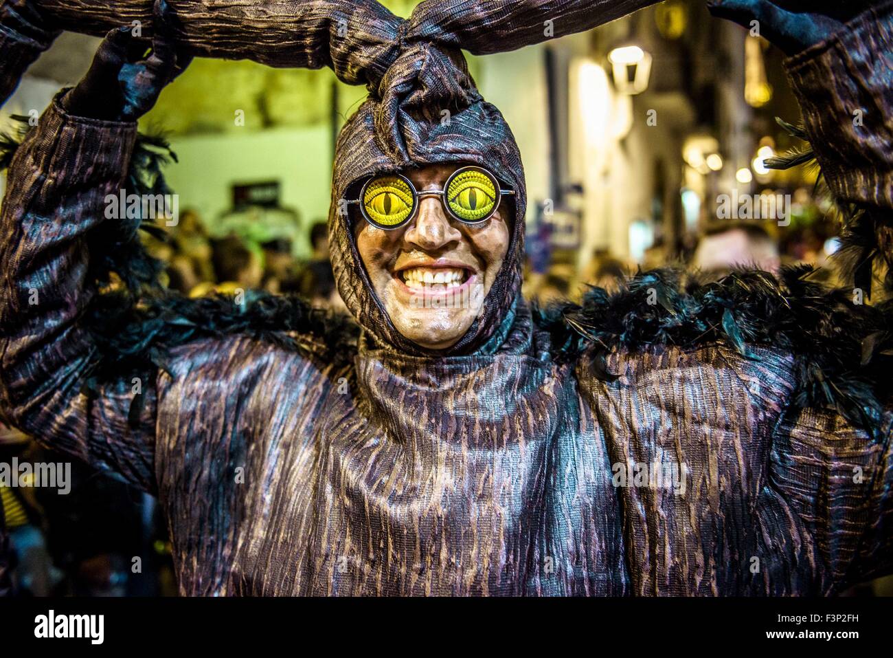 Sitges, Catalonia, Spain. 10th Oct, 2015. A man in a zombie costume ...