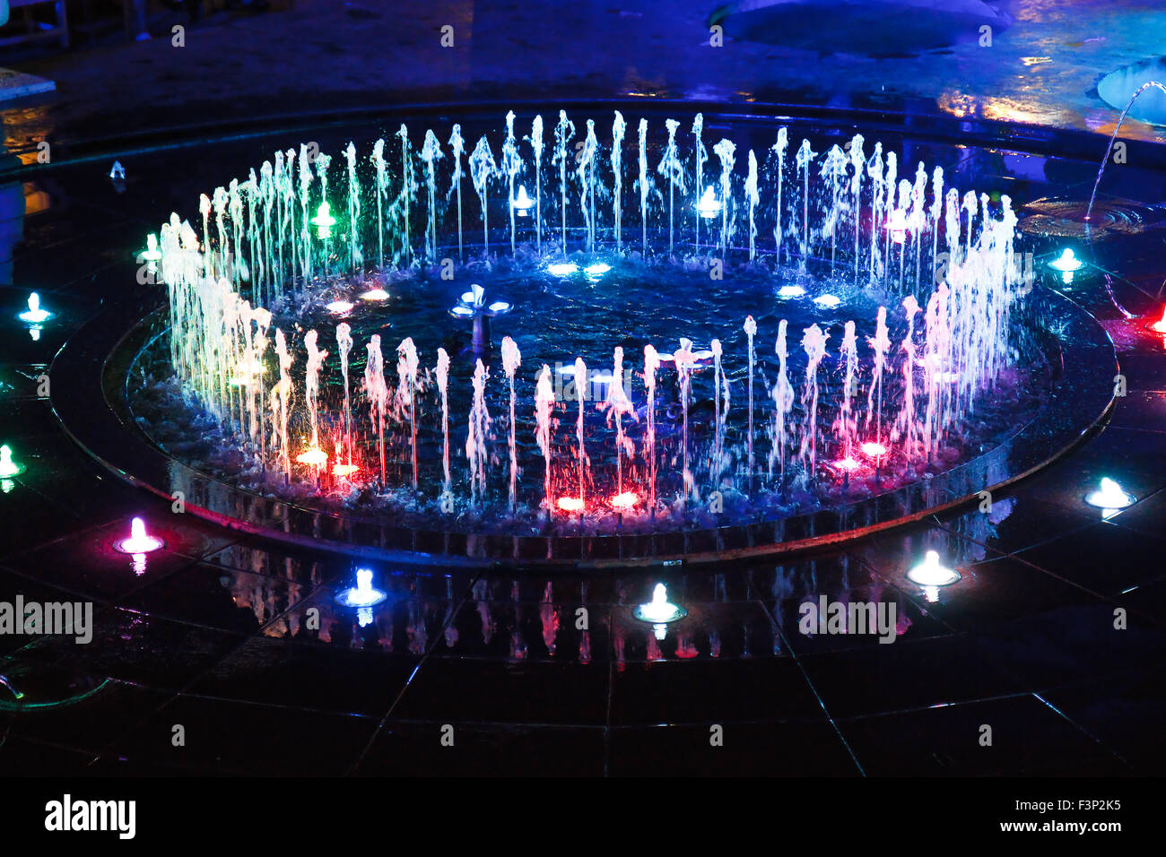 Fountain night lights Stock Photo - Alamy