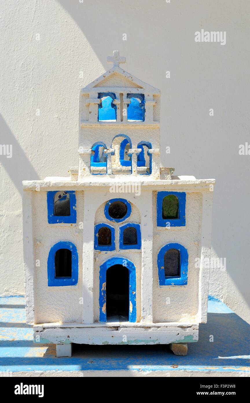 A model of a traditional Greek orthodox church on the island of ...