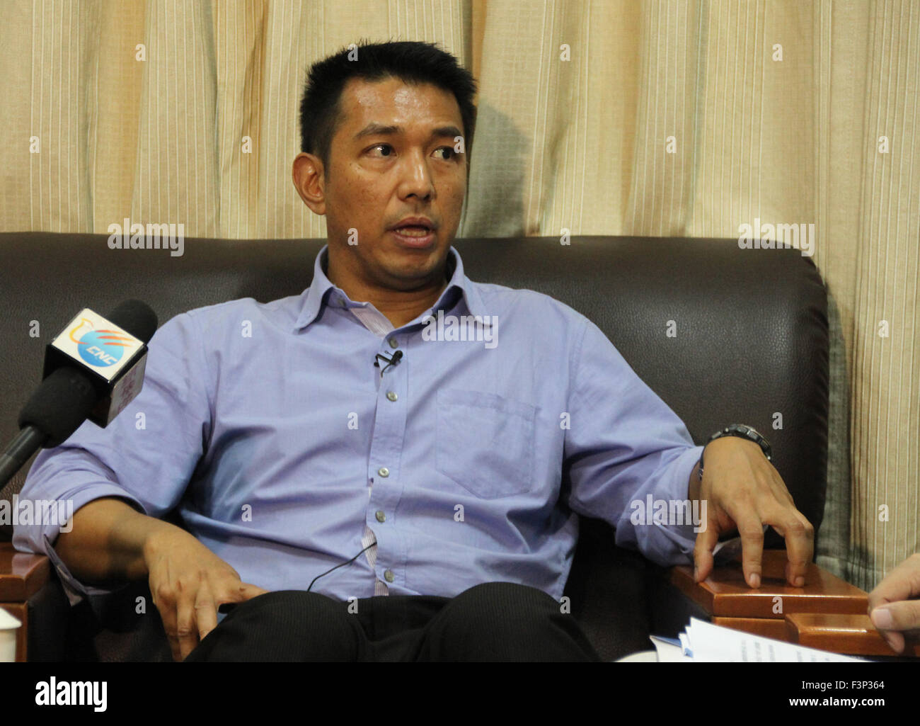 Yangon, Myanmar. 10th Oct, 2015. Min Zaw Oo, director of the Ceasefire ...