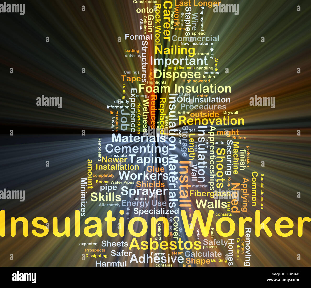 Background concept wordcloud illustration of insulation worker glowing ...