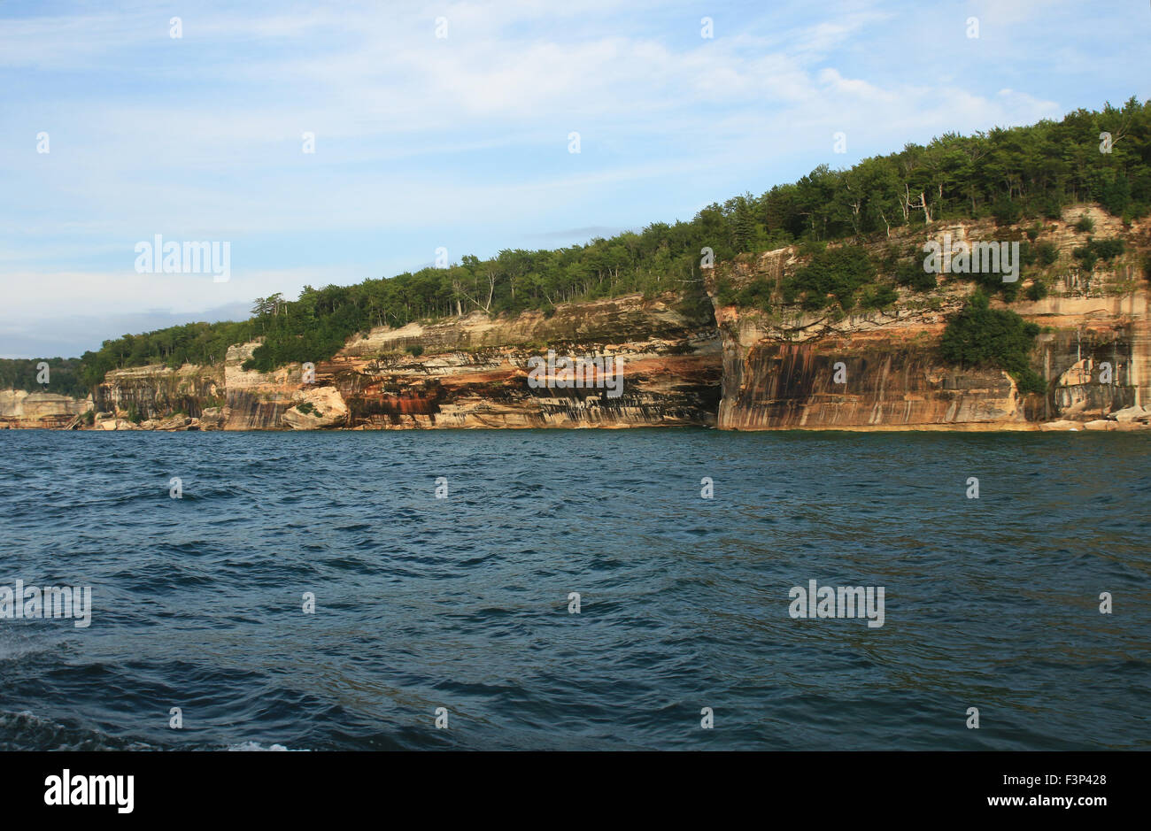 Pictured Rocks National Lakeshore on lake superior as viewed from the ...