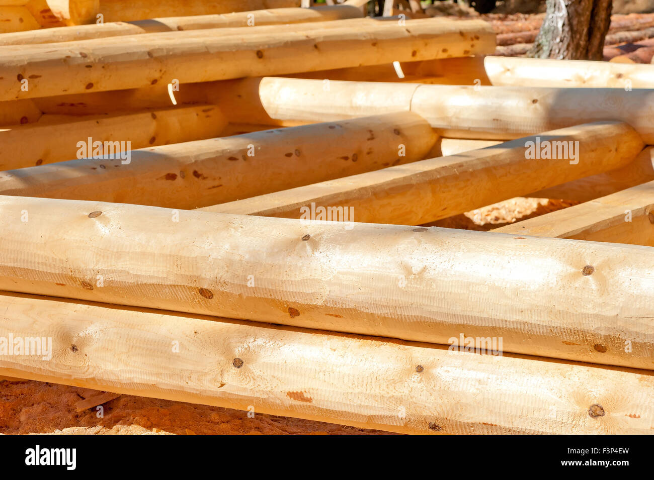 started construction of a house of timber Stock Photo - Alamy