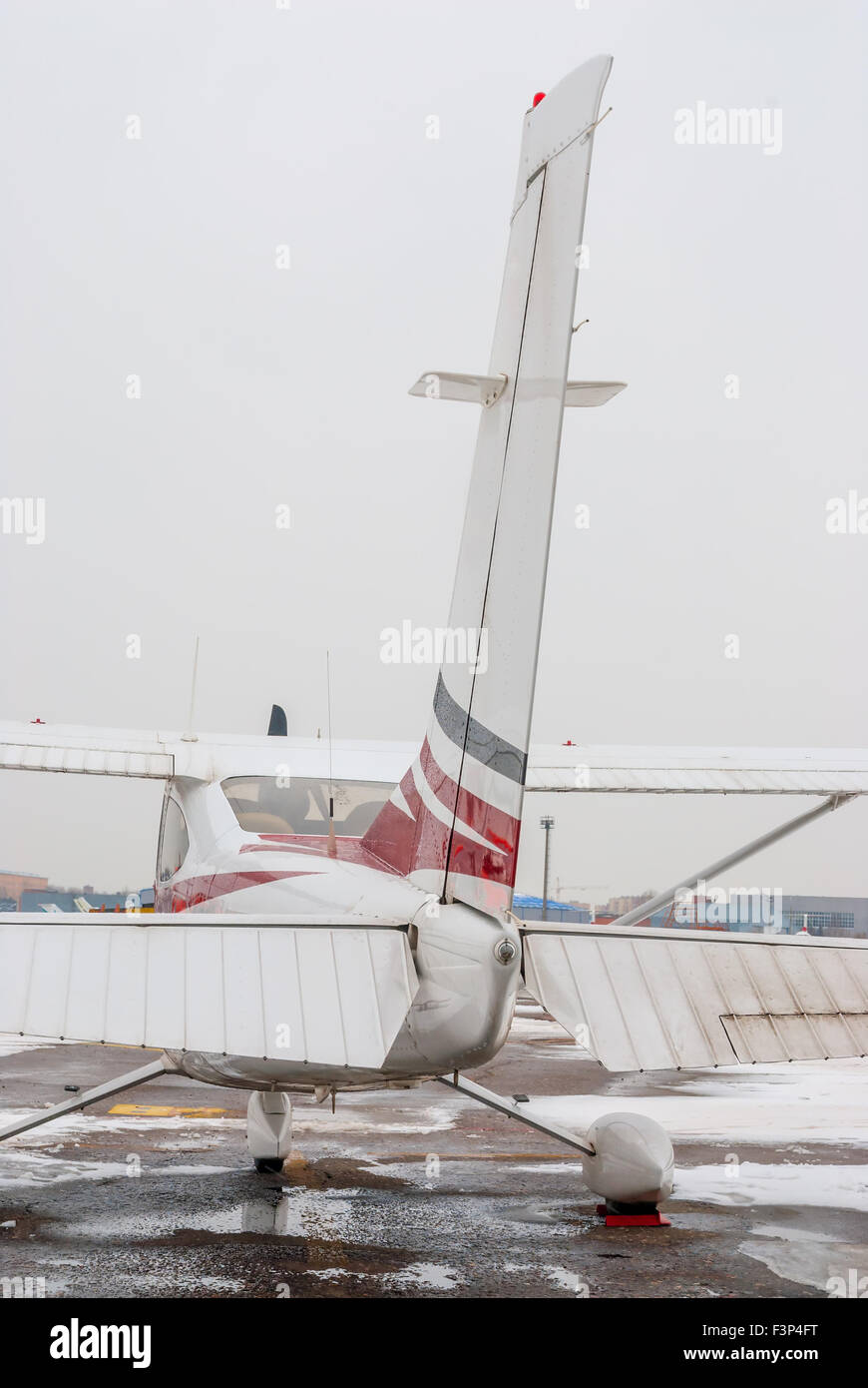 private plane at the airport is photographed close-up rear Stock Photo ...