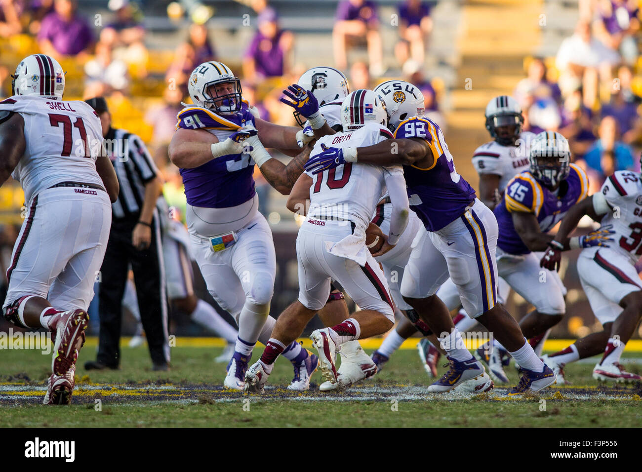 Rouge, LA, USA. 10th Oct, 2015. LSU Tigers defensive end Lewis Neal (92 ...