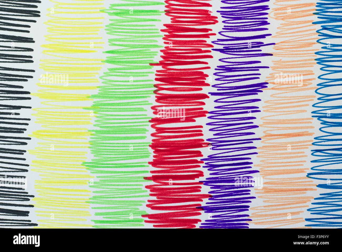 Color pen stroke patterns on white drawing paper Stock Photo - Alamy
