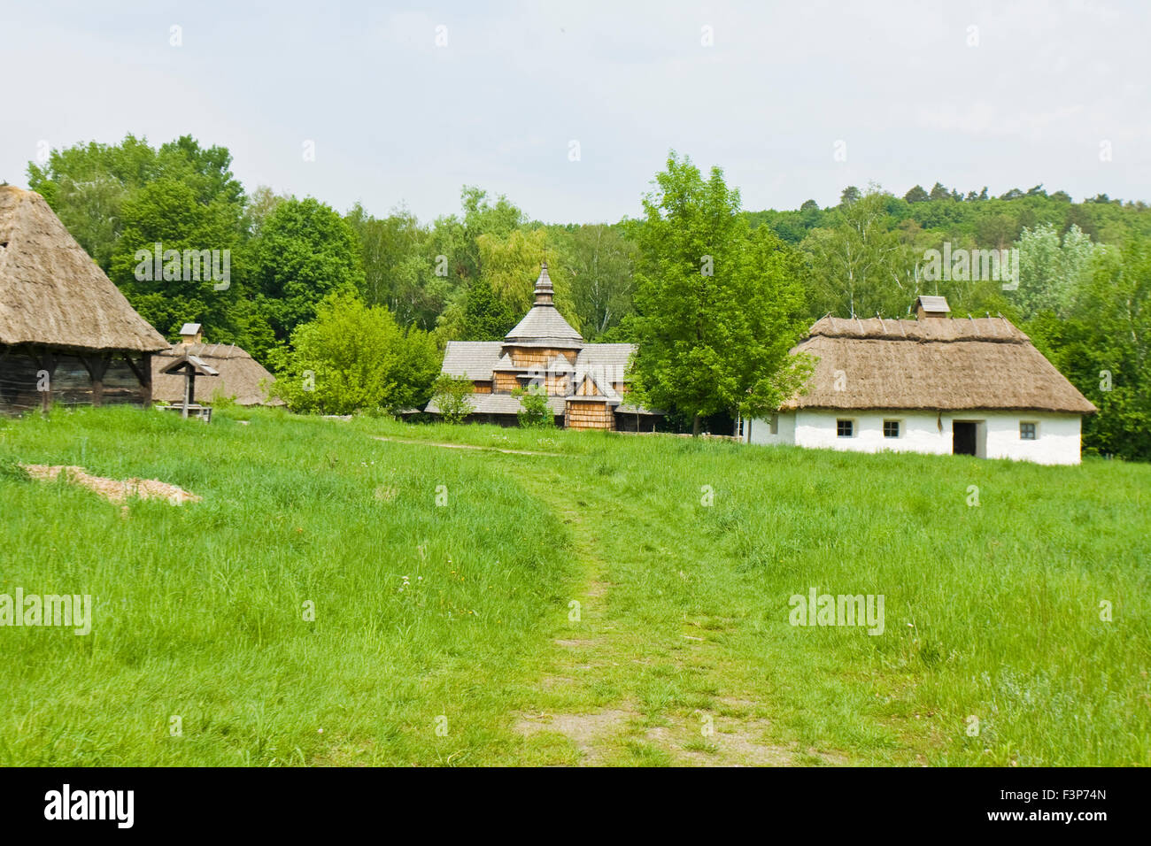 Pirogovo, Ukraine - May 08, 2012: traditional village house and old ...