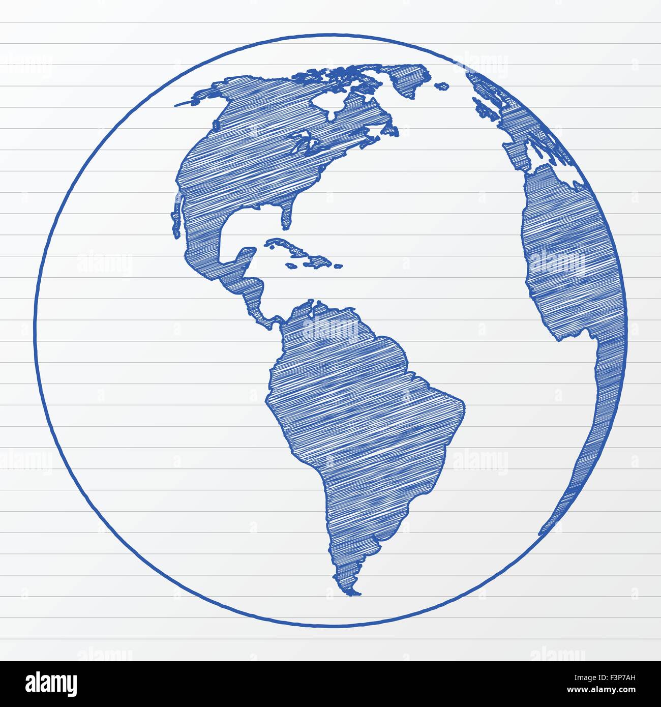 Drawing world globe on a notepad sheet. Vector illustration Stock ...