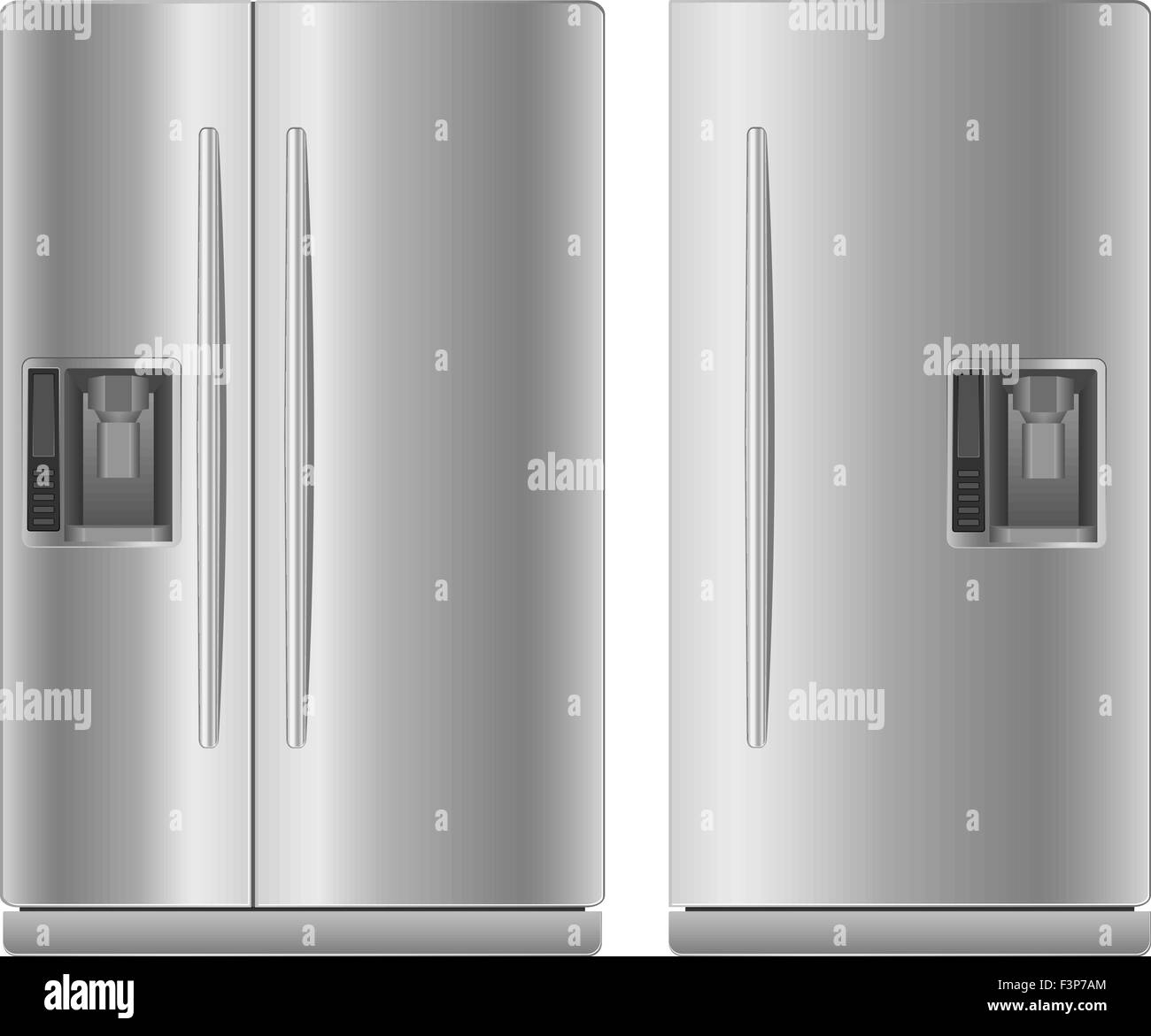 Two domestic metallic refrigerators. Vector illustration Stock Vector ...