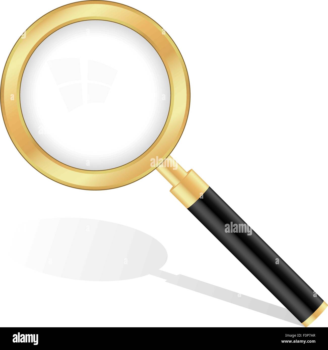 Gold magnifying glass isolated on a white background. Vector ...