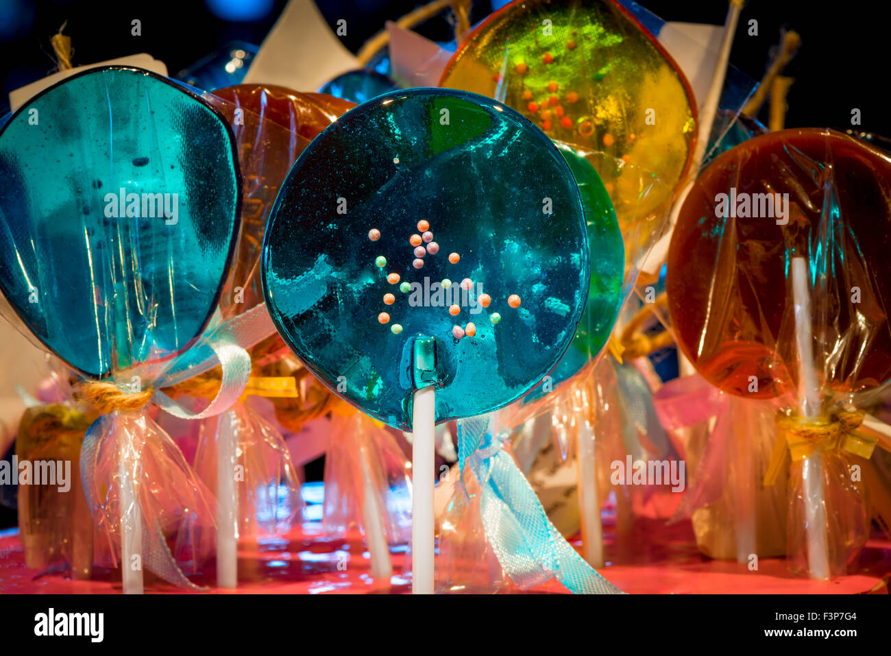 lollipops different colors in the pack close up Stock Photo - Alamy