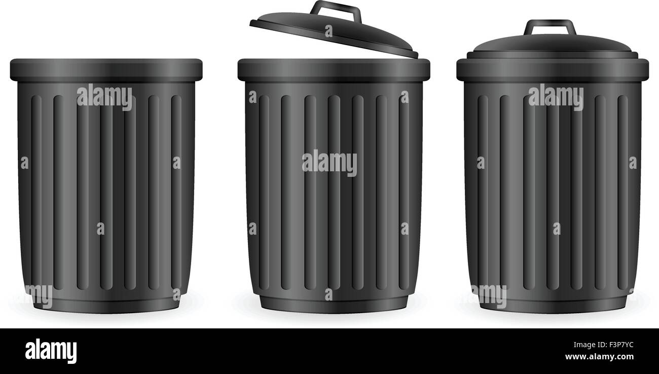 Trash can set on white background. Vector illustration Stock Vector ...