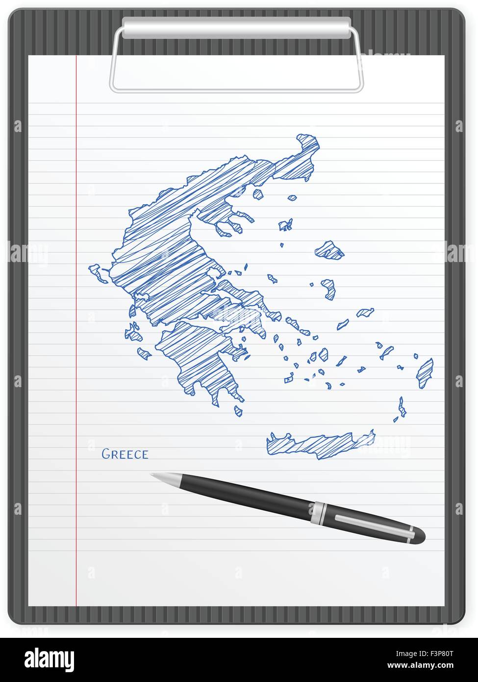 Clipboard with Greece drawing map. Vector illustration Stock Vector ...