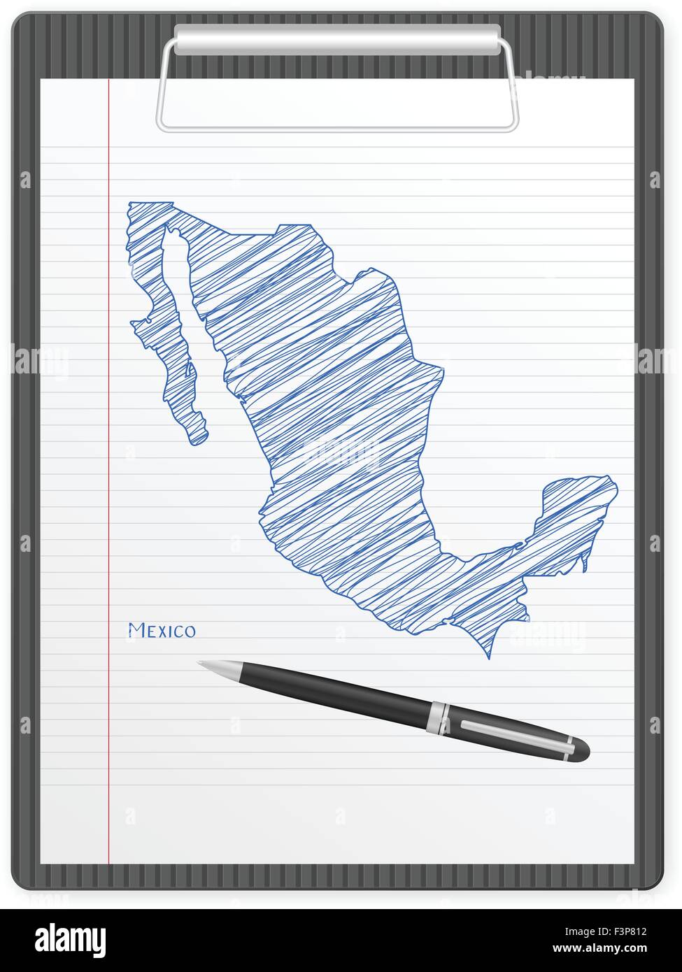 Clipboard with Mexico drawing map. Vector illustration Stock Vector ...
