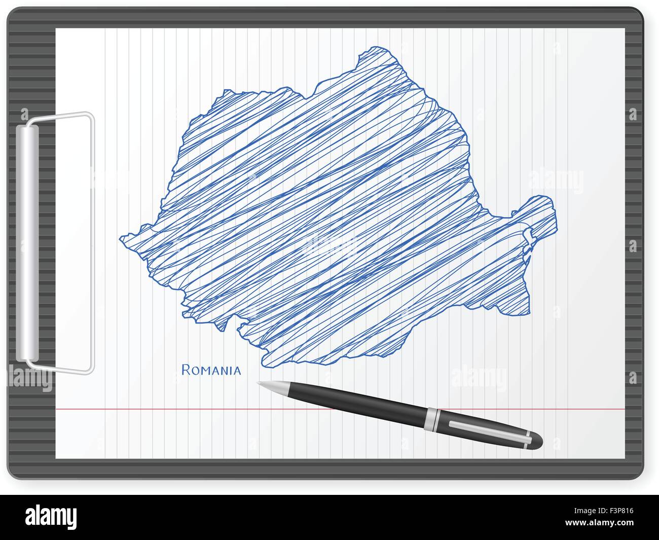 Clipboard with Romania drawing map. Vector illustration Stock Vector ...