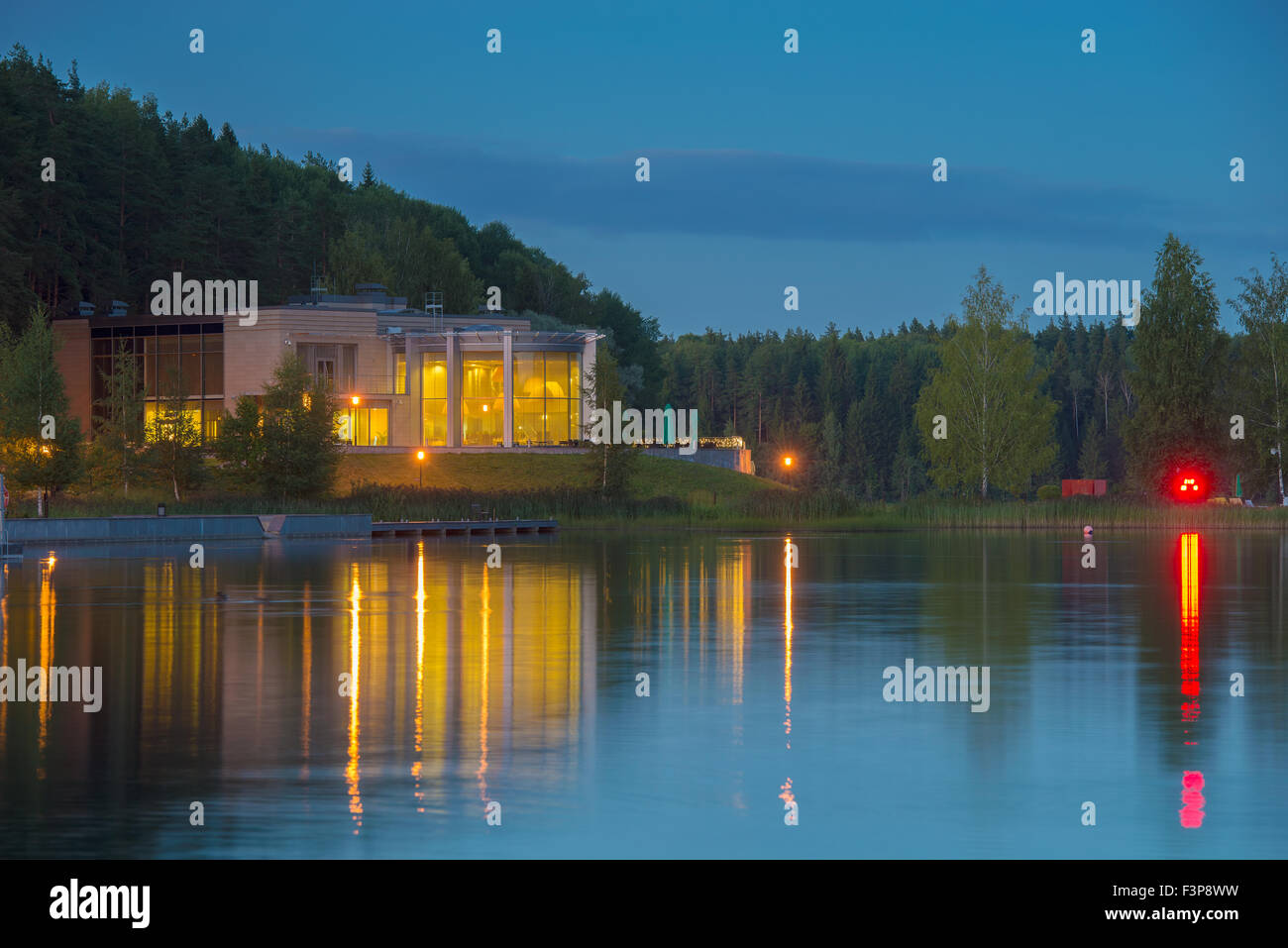 Night view of the lake late summer evening Stock Photo - Alamy