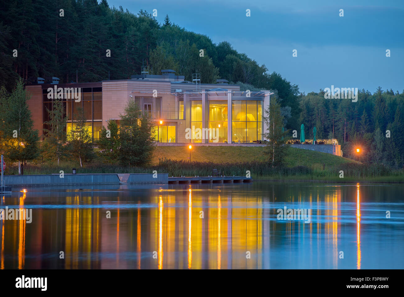 Night view of the lake late summer evening Stock Photo - Alamy