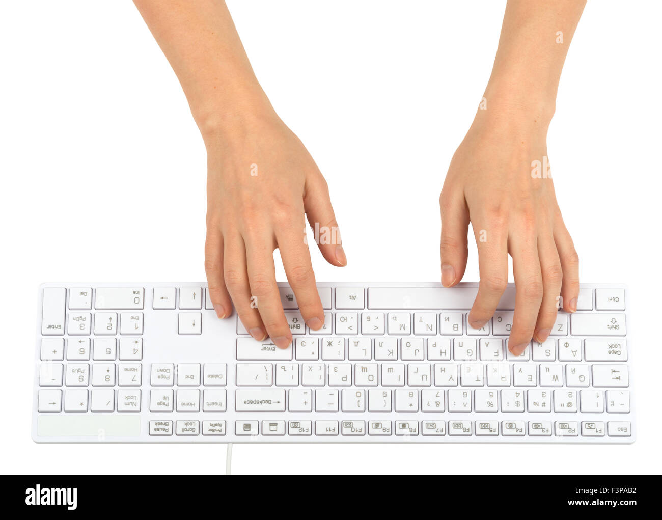 Humans hands using keyboard Stock Photo - Alamy