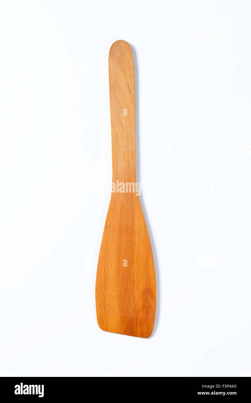 wooden spatula on white background Stock Photo - Alamy