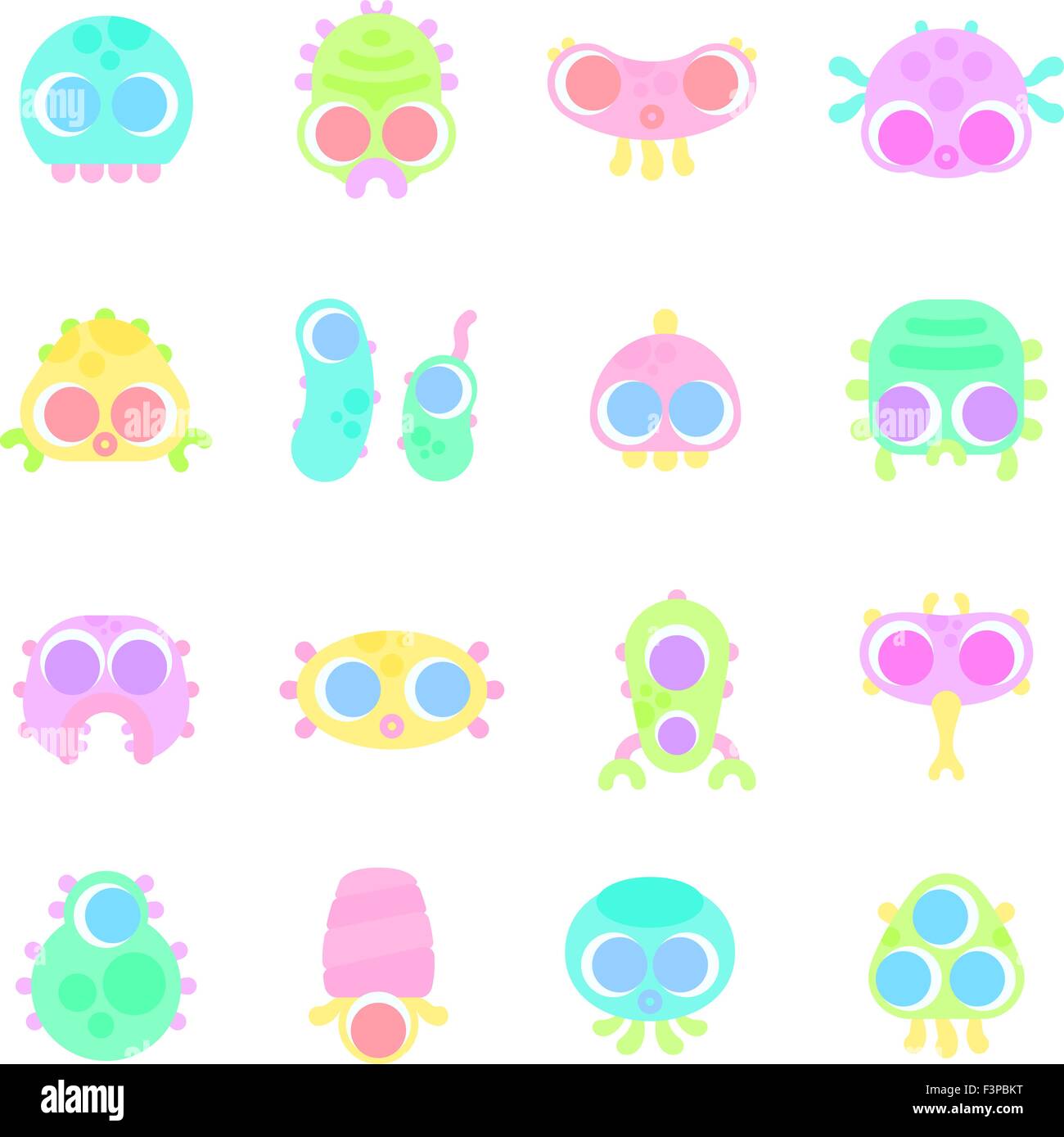 set of simple minimal flat monster characters Stock Vector Image & Art ...