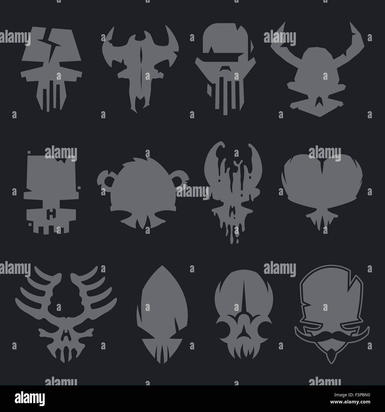 set of scary monsters skull characters for use in design Stock Vector ...