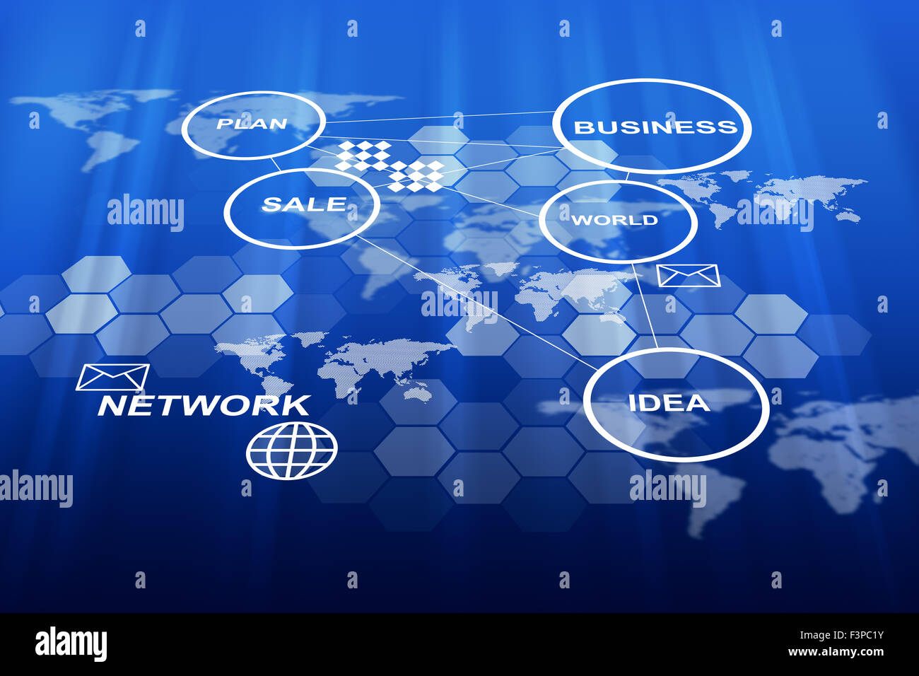 Abstract blue background with words and symbols Stock Photo - Alamy