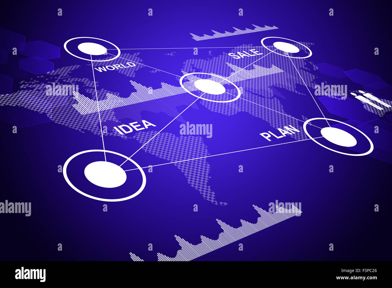 Abstract blue background with graphs and dots Stock Photo - Alamy