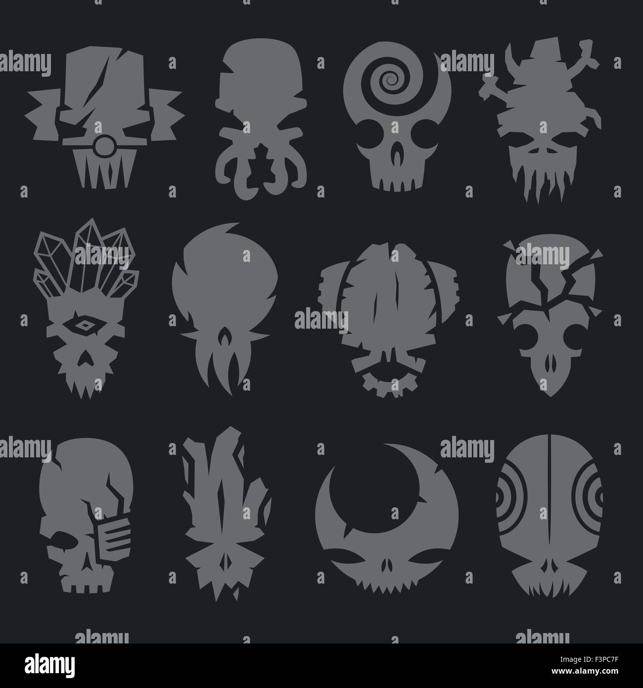 set of scary monsters skull characters for use in design Stock Vector ...