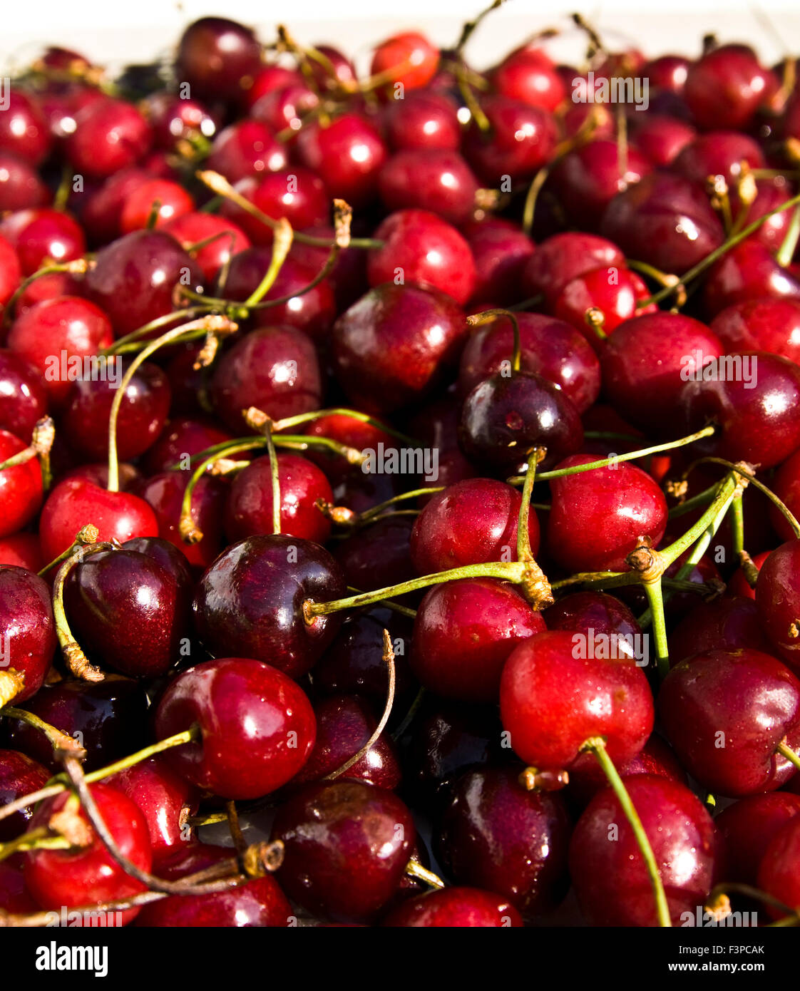 Background (texture) from many red cherries, vertical orientation Stock ...