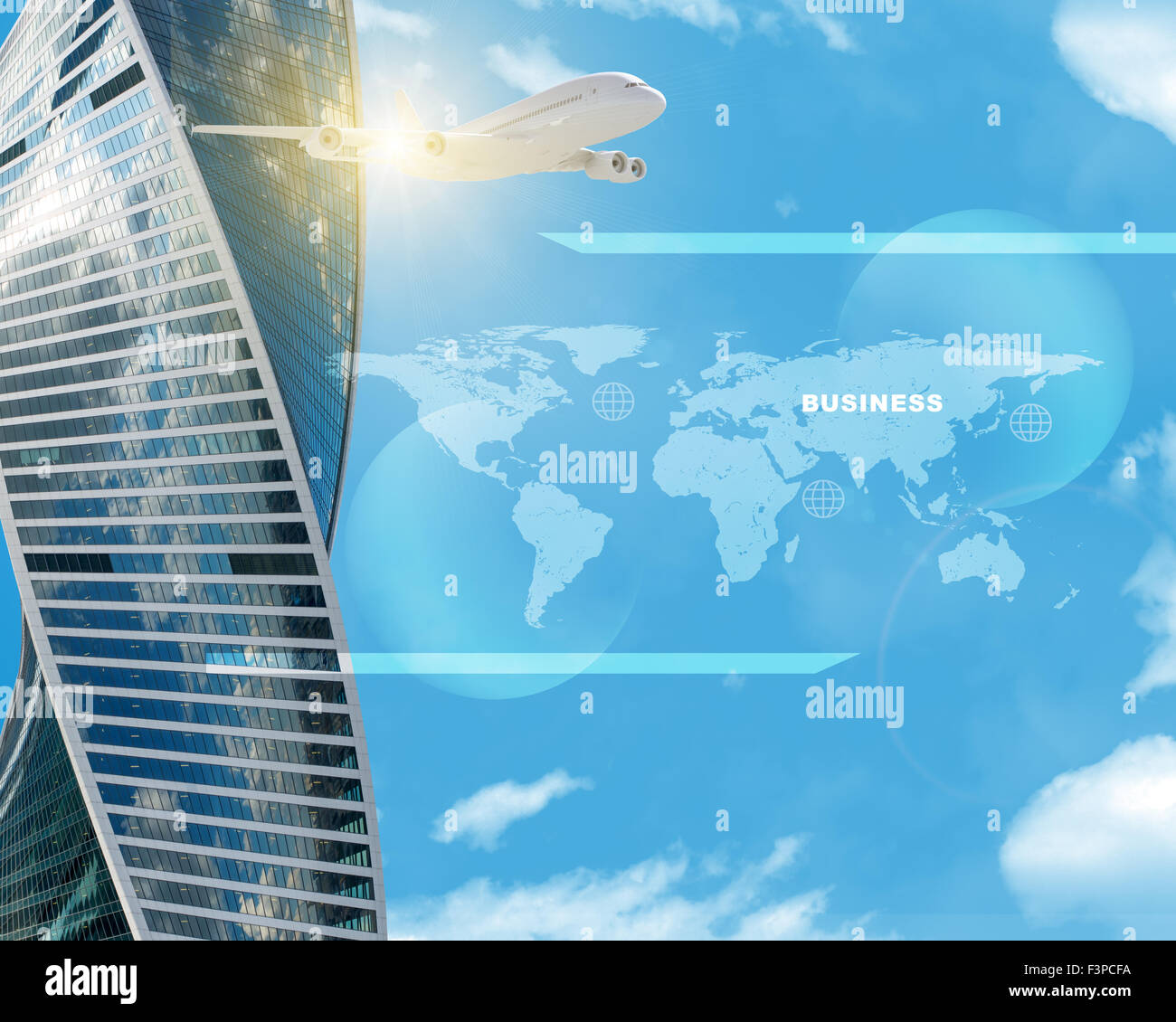 High building with jet Stock Photo - Alamy