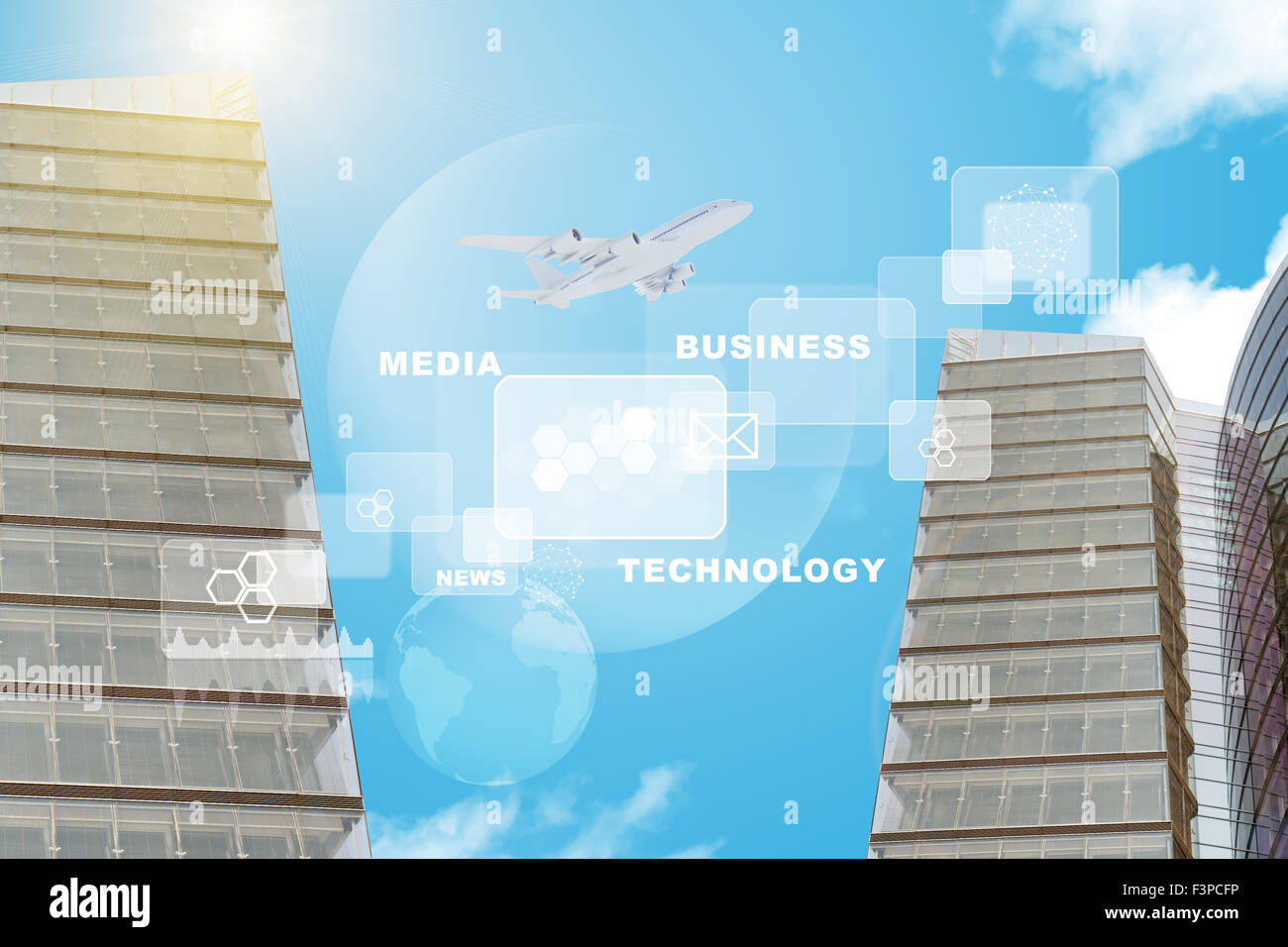 Business buildings with graphs Stock Photo - Alamy