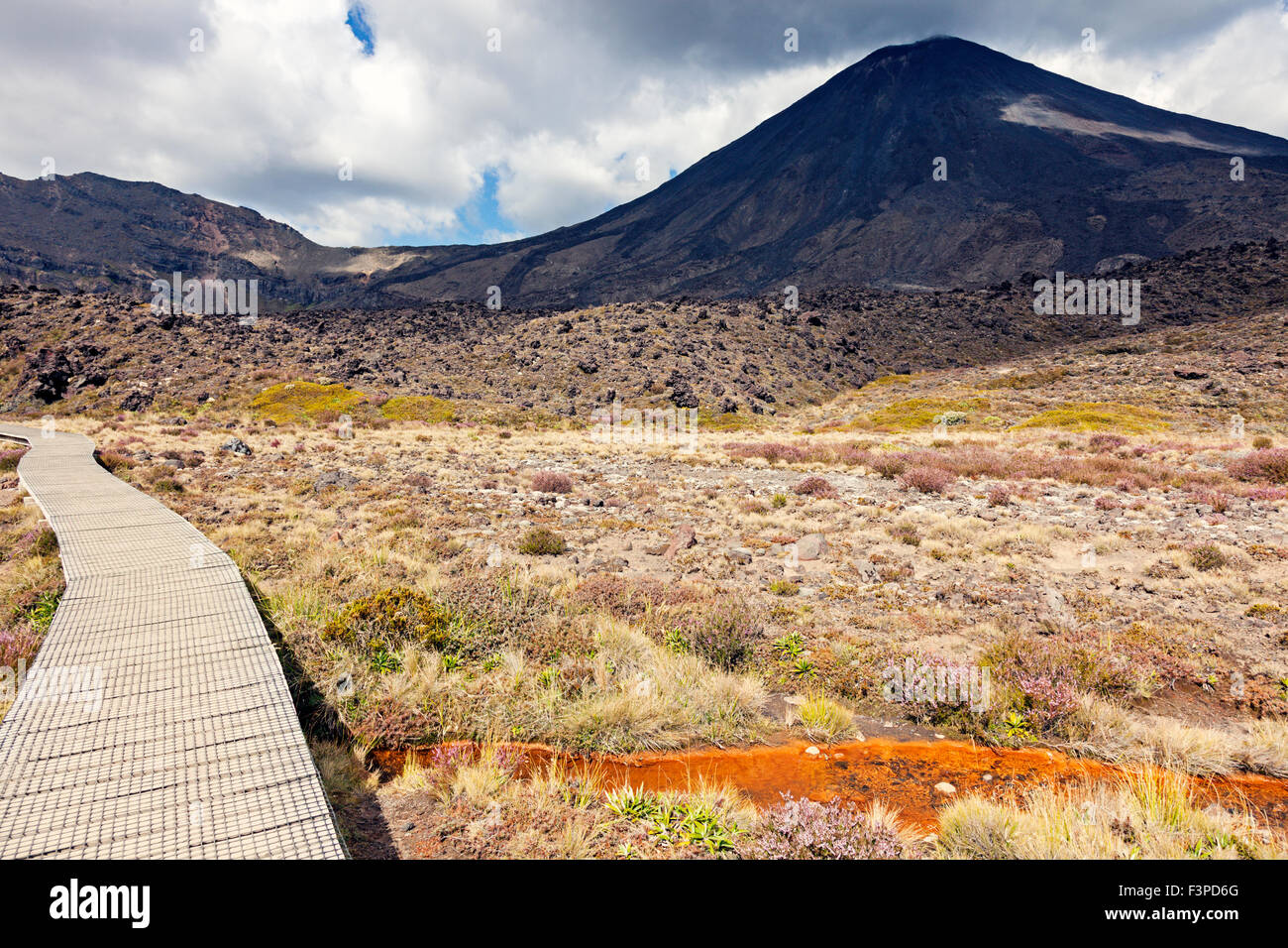 Trail in Tongariro National Park. Ruapehu District, North Island, New ...