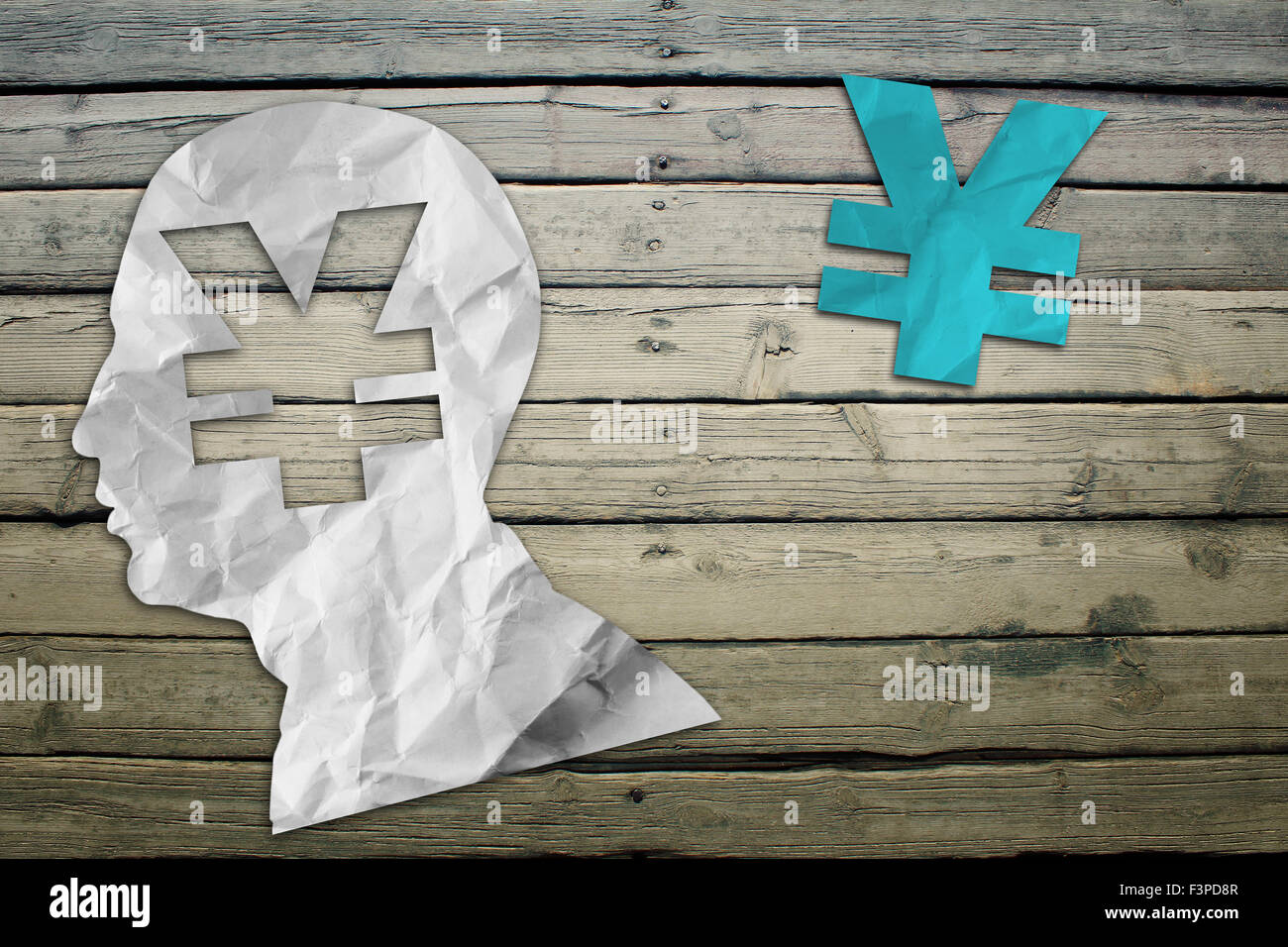 Paper people symbols wood deck background human man head hi-res stock ...