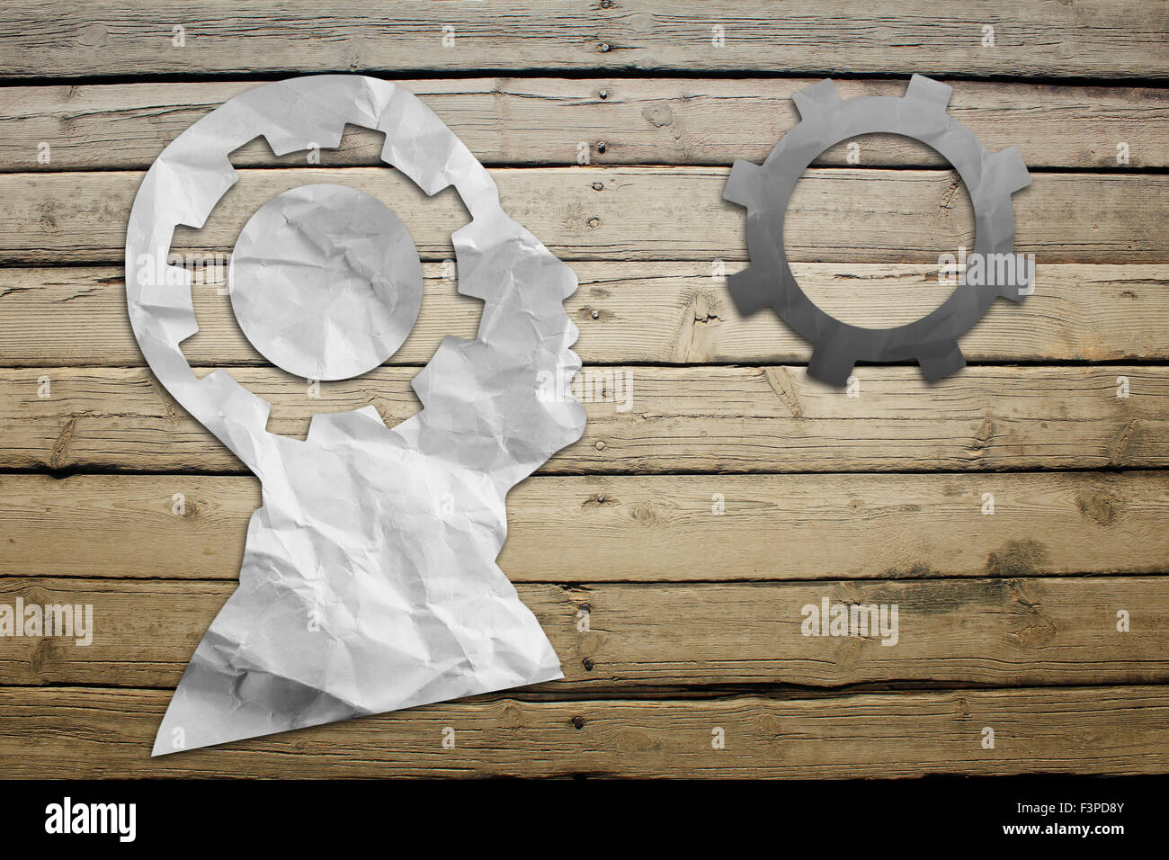 Paper people symbols wood deck background human man head hi-res stock ...