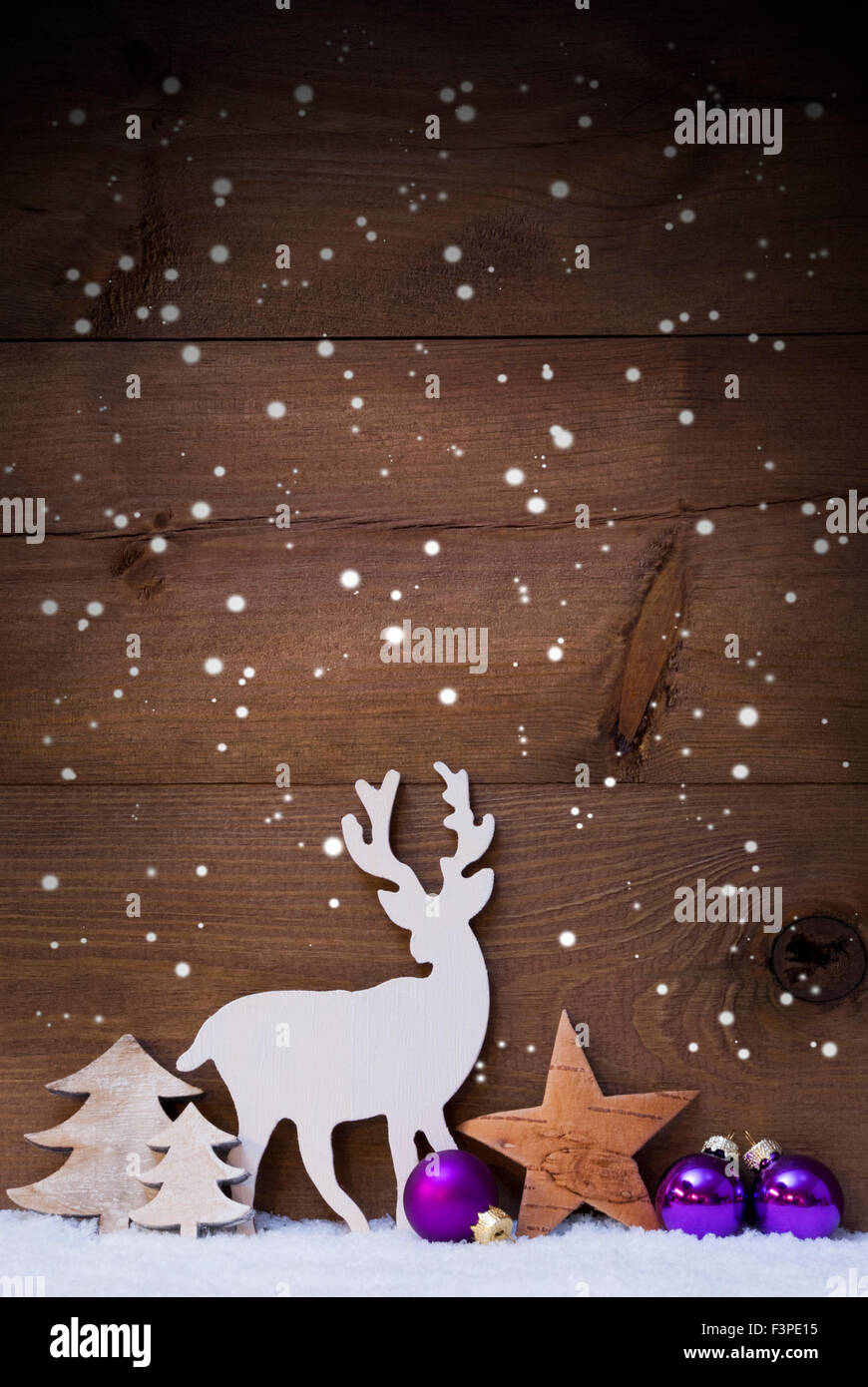 Vertical Purple Christmas Card With Copy Space, Snowflakes Stock Photo ...