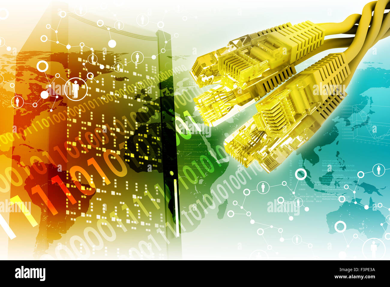 Abstract background with wires and symbols Stock Photo - Alamy
