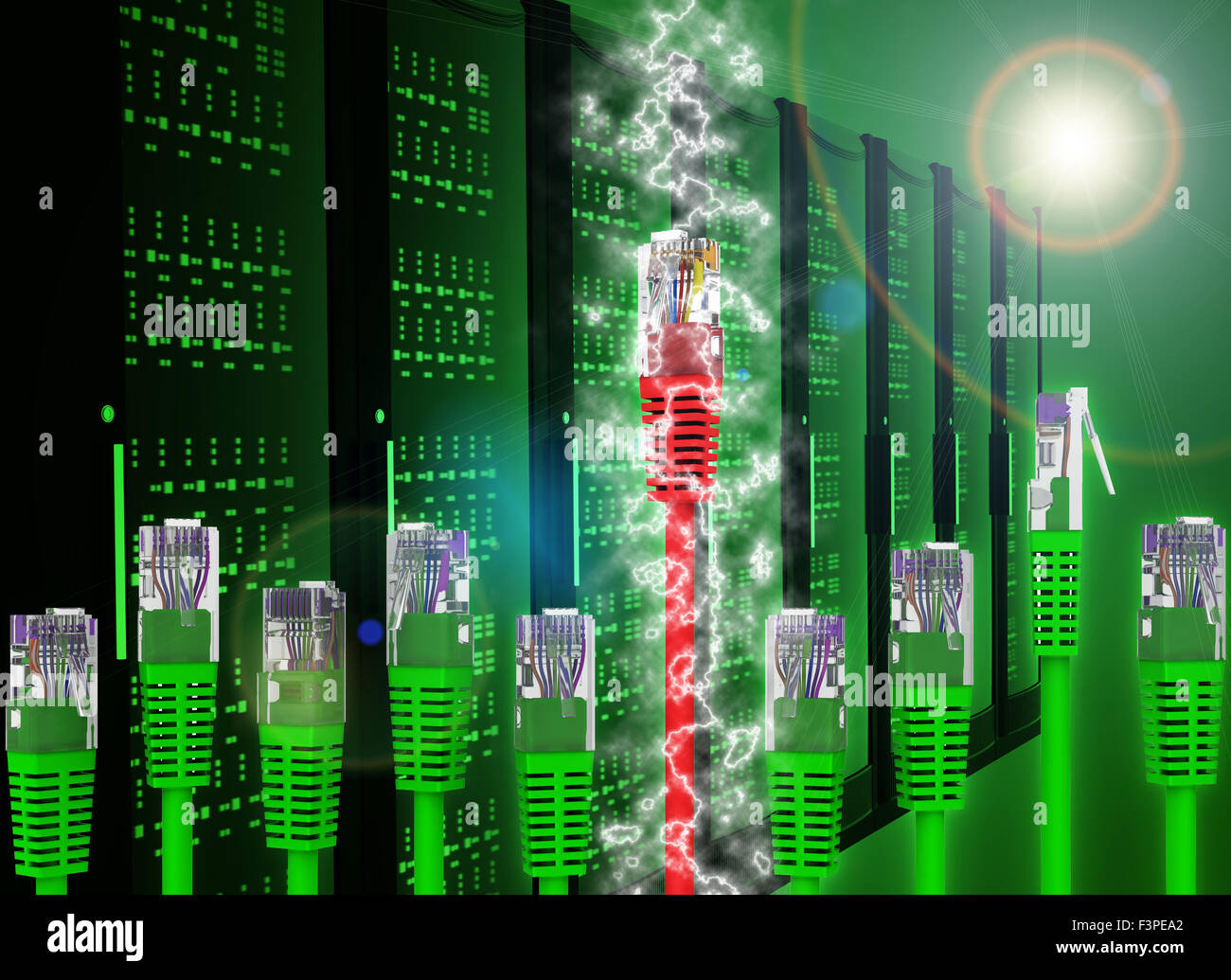 Abstract background with green computer cable Stock Photo - Alamy