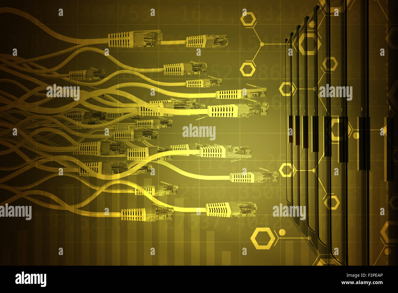 Abstract background with yellow computer cables Stock Photo - Alamy