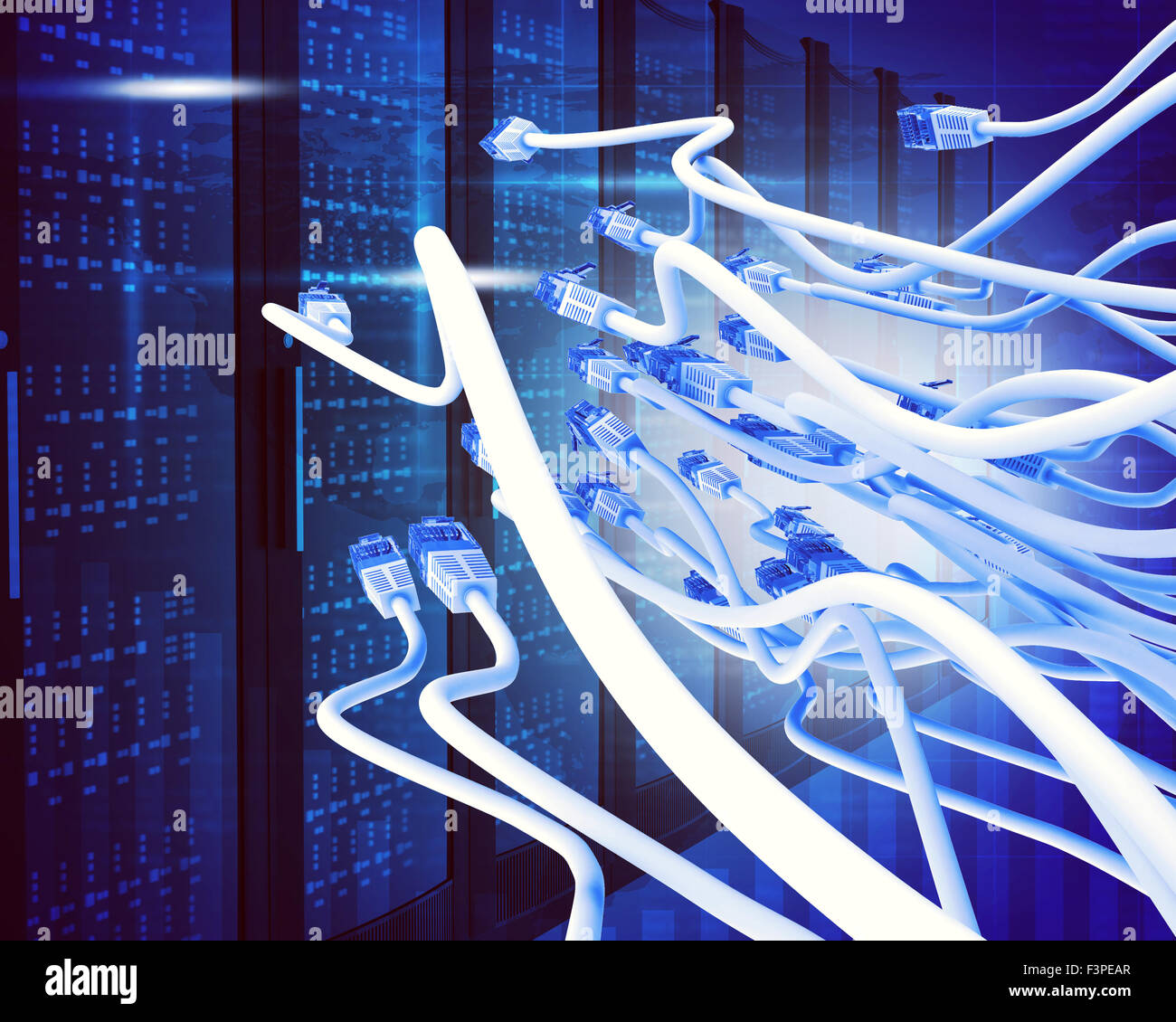 Abstract background with blue computer cables Stock Photo - Alamy