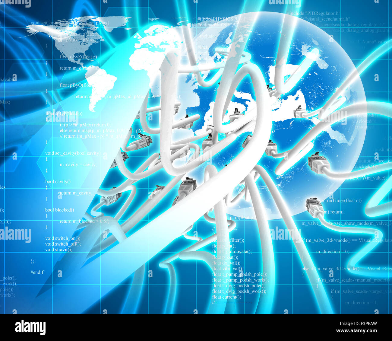 Abstract blue background with earth Stock Photo - Alamy