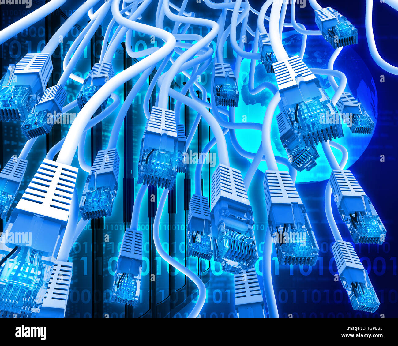 Computer cables with earth Stock Photo - Alamy